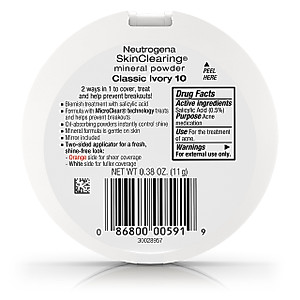Neutrogena SkinClearing Mineral Powder, Classic Ivory 10, 0.38 Ounce (Pack of 2)