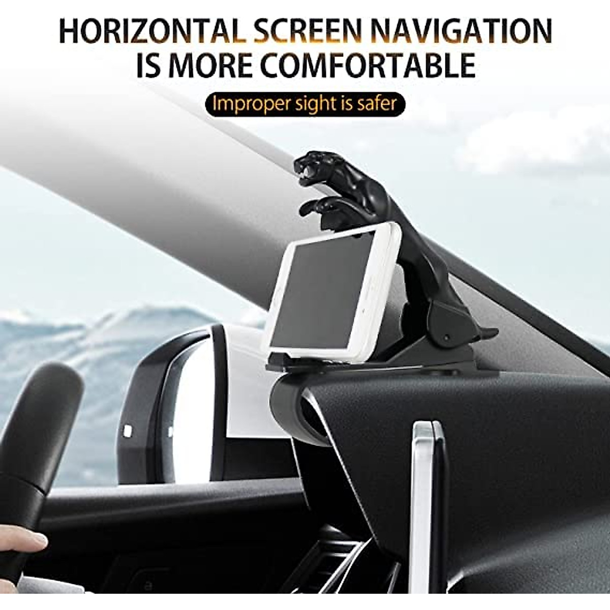 HAOYAYA Car Leopard Form Navigation Dashboard Phone Holder 360 Degree Rotating Phone Mount Stand Bracket-Best Xmas Gifts(Black)