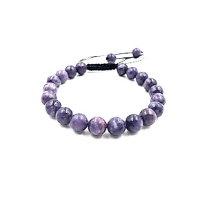 SHNAYA JEWELS AAA LEPIDOLITE Natural Healing Power Gemstone Crystal Beads Unisex Adjustable Macrame Bracelets 8mm
