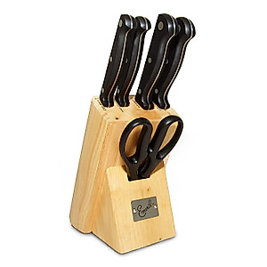 Emeril Lagasse 6-Piece Knife Block Set (Natural) - Emeril Cutlery Set with Stamped Blades - Perfect Kitchen Knives for Produce & Sandwiches