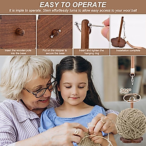 JIANWEI Portable Wrist Yarn Holder, Wrist Yarn Ball Minder Stand with Wristband&2 Finger Crochets, Yarn Minder Yarn Storage Organizer Knitting Supplies Crocheting Gift for Craft Lover(Walnut)