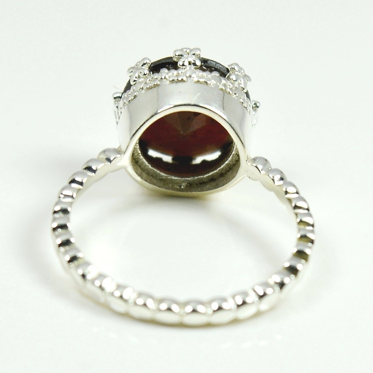 55Carat Genuine Red Garnet Ring Sterling Silver Round Shape Healing January Birthstone for Men & Women