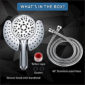 Rain Shower Head with Handheld, High Pressure 9-Setting Hand Held Shower and Rainfall Shower Head Separately or Together, Nuodan 3-Way Waterfall Shower Combo with Stainless Steel Hose, Chrome