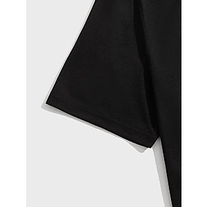 GORGLITTER Men's Tropical Short Set Summer Crewneck Short Sleeve T Shirt and Shorts Sets 2 Pieces Outfit Black Large