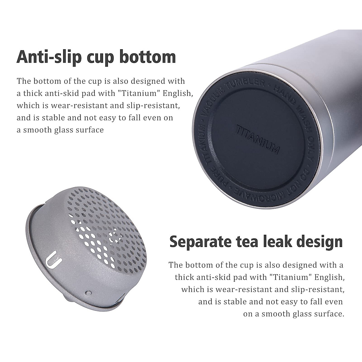 Boundless Voyage Titanium Double Walled Vacuum Cup Sports Water Bottle with Filter Tea Coffee Wine Whisky Thermal Insulation Cup for Hiking Camping Picnic Ti3010D 450ML