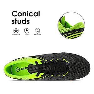 DREAM PAIRS Mens Cleats Football Soccer Shoes,Size 10,Black/Neon/Green,160859-M