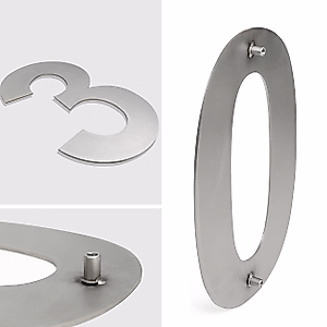 Fitous 6 inch Floating House Number For Outside, Stainless Steel Metal Modern Address Sign Numbers for Mailbox,Home Door,Warehouse Silver Number 4