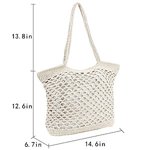 Felice Ann Large Cotton Woven Handbag Top-handle Bag Beach Boho Bag