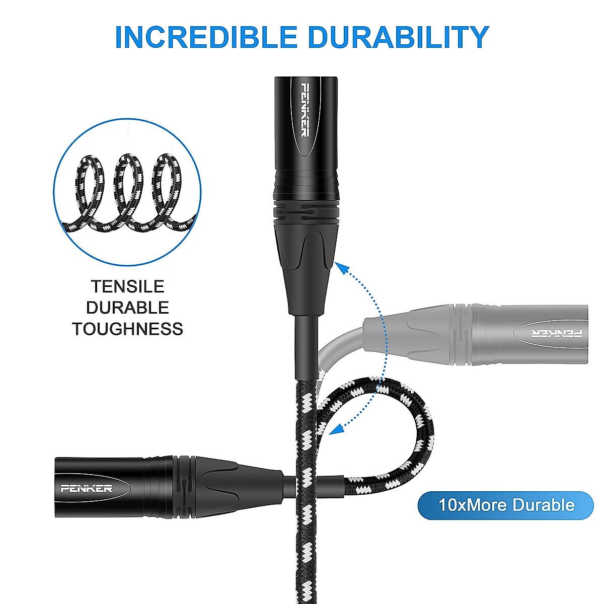 Penker XLR Cable,3ft 2 Pack Microphone Cable, XLR Male to Female Balanced Microphone Cord 3 pin, 3 Foot Short mic Cord,Black & Silver 2 Pack Design for XLR Male to Female