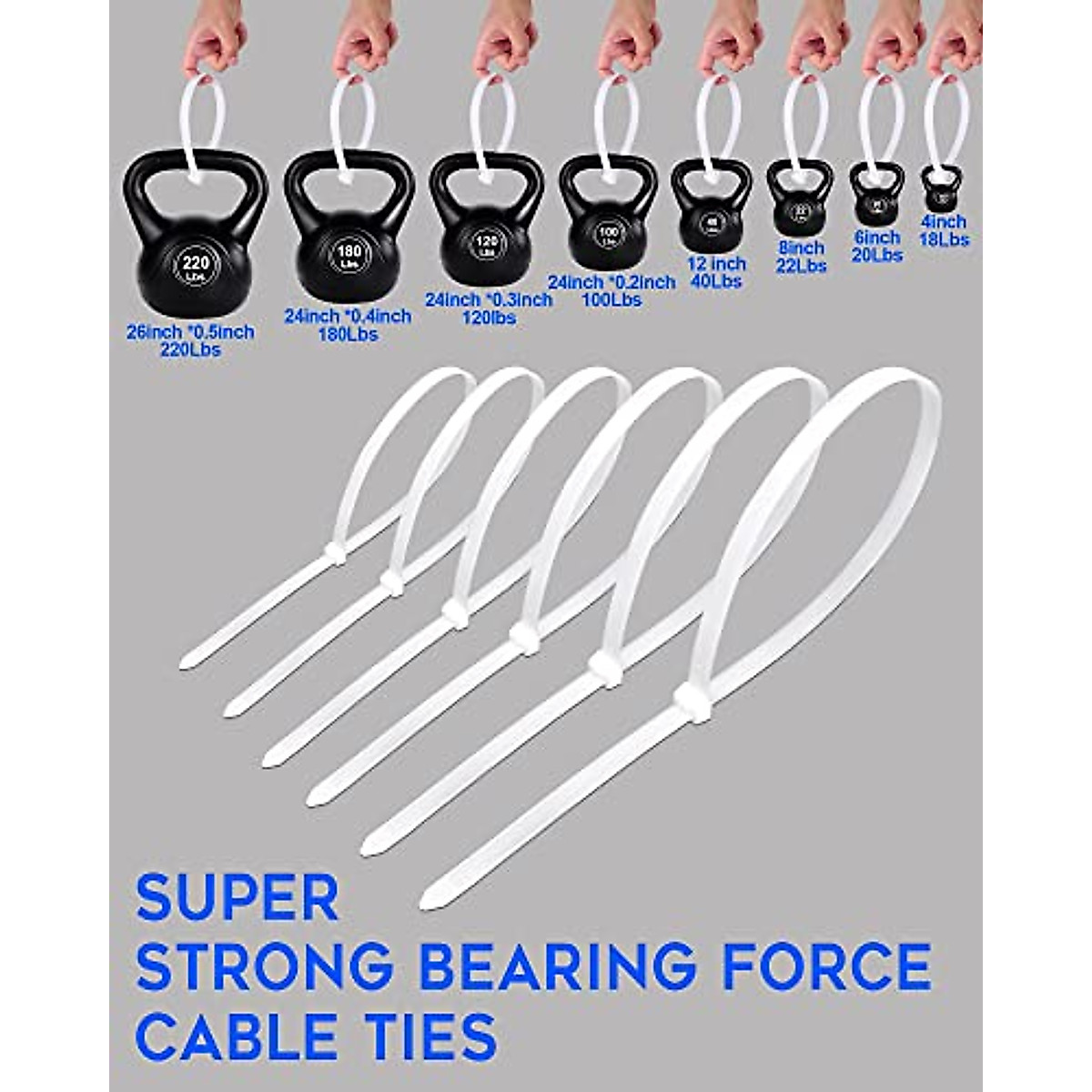 Zip Ties Heavy Duty 12 Inch,WLEAD 50lbs Tensile Strength Self-Locking Premium Nylon Cable Ties UV Resistant for Office,Garden,Indoor and Outdoor (100Pack)