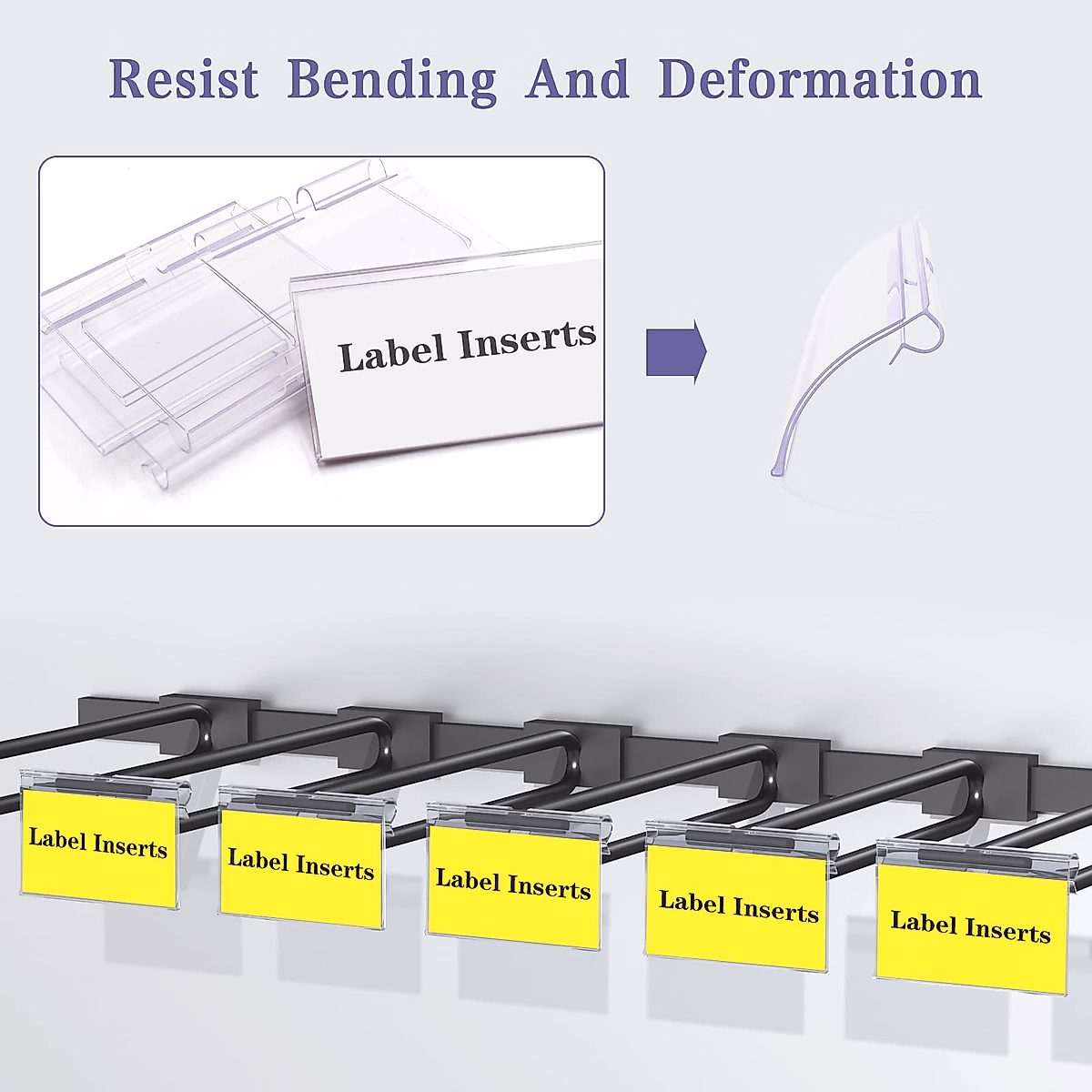 Storage Bin Labels Clip On,60PCS Clear Plastic Bin Labels Clips,Extra 80 Label Papers Included,Perfect for Wire Shelf,Baskets,Fabric Storage Cubes,Storage Closet,Cloth Bins,Food Pantry (6X4.2CM)