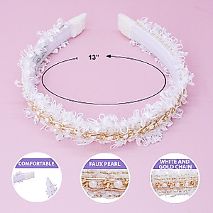 FROG SAC 2 Beaded Headbands for Girls, Pink Pearl Bead Hair Bands for Kids, Cute Fashion Girl Headband Hair Accessories, Confetti Hairbands for Children, Easter Basket Fillers Stocking Stuffers