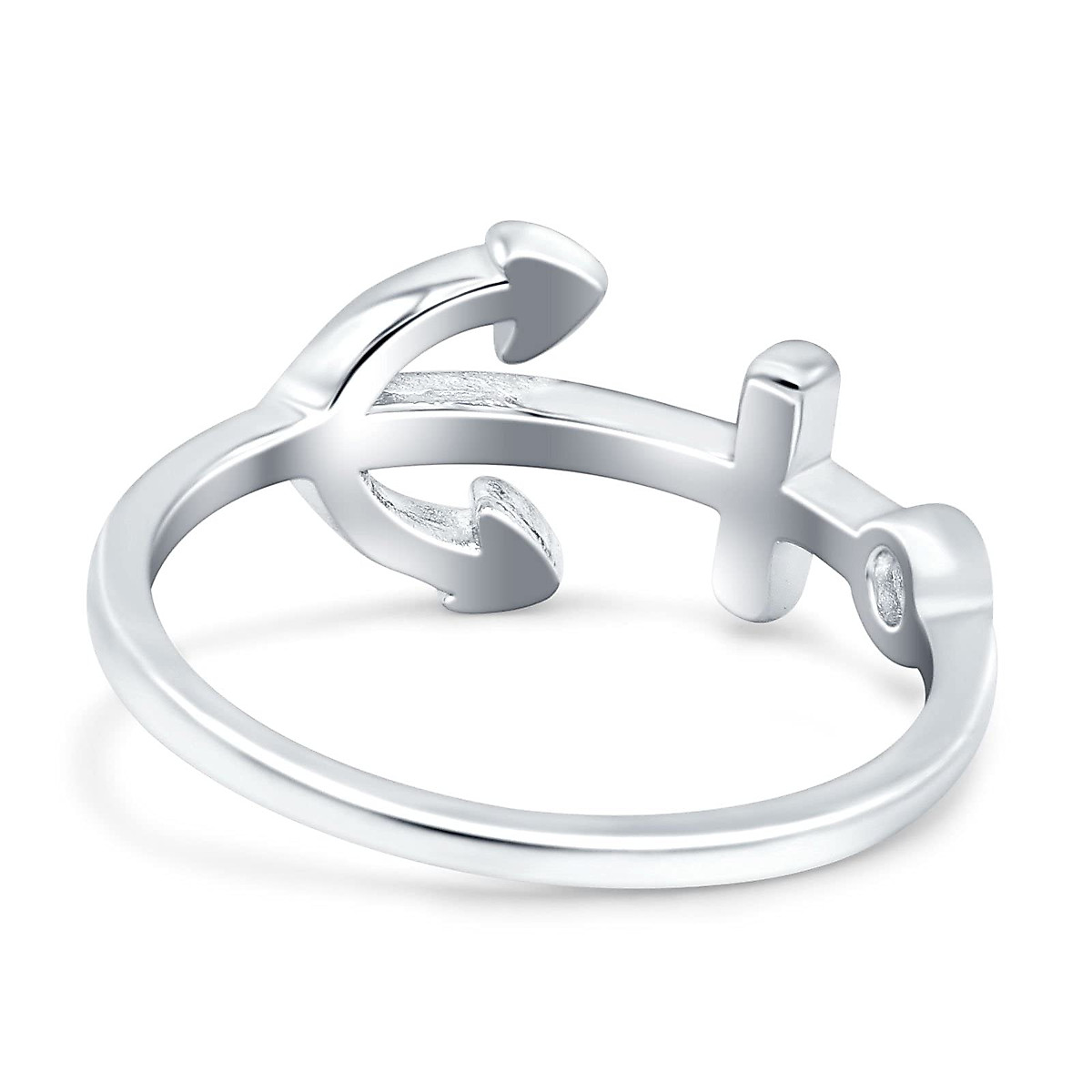 Blue Apple Co. Size-08 Anchor Band Rhodium Plated Statement Fashion Thumb Ring 925 Sterling Silver