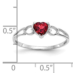 IceCarats 14K White Gold Red Garnet Heart Love Ring January Birthstone Jewelry Size 6