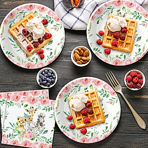 HIPVVILD Safari Baby Shower Decorations Tableware Girl - Jungle Theme Party Supplies, Paper Plate, Cup, Napkin, Disposable Cutlery, Wild Animal Birthday Baby Shower Party Decorations | Serve 24