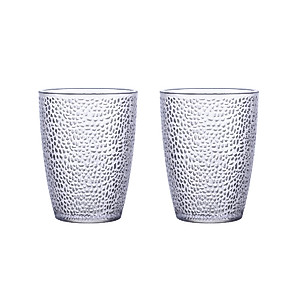 EILRAMIR Acrylic Drinking Highball Glasses Colorful Beer Cup Plastic Rocks Glasses Ideal for Bar, Kitchen, Cocktail, Juice Beverages, Water Unbreakable Set of 2(9.5oz) (Clear,9.5oz)