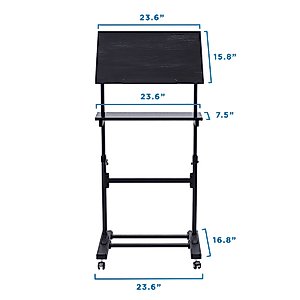 Mount-It! Mobile Stand Up Desk, Portable Podium and Presentation Lectern Height-Adjustable Multi-Purpose Standing Workstation,Black.