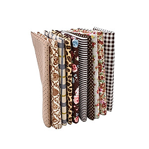 RayLineDo 10pcs 12 x 12 inches (30cmx30cm) Print Coffee Series Fabric Bundle Squares Patchwork DIY Sewing Scrapbooking Quilting Pattern Artcraft