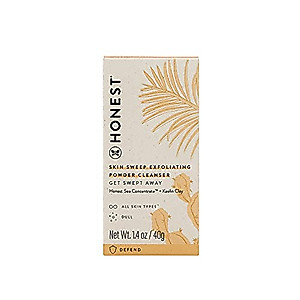 Honest Beauty Skin Sweep Exfoliating Powder Cleanser Kaolin Clay |Detoxify + Purify| Vegan + Cruelty free |1.4 oz.