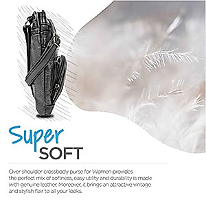 Krediz Genuine Leather Cross Body Handbag- Multi Pocket Women’s Purses with Adjustable Strap-Travel Ladies Shoulder Bags