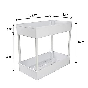 Under Sink Organizer,Bathroom Organizer Under Sink Storage 2 Tier Organizer,Under Sink Shelf Organizer Rack,Large Capacity Under Sink Cabinet Organizer for Kitchen Bathroom (White)