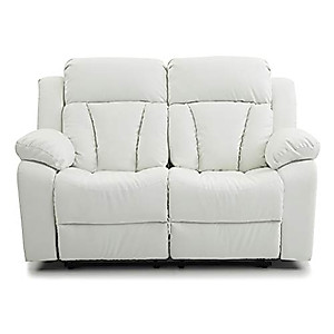 Glory Furniture Reclining Love seat, White Faux Leather