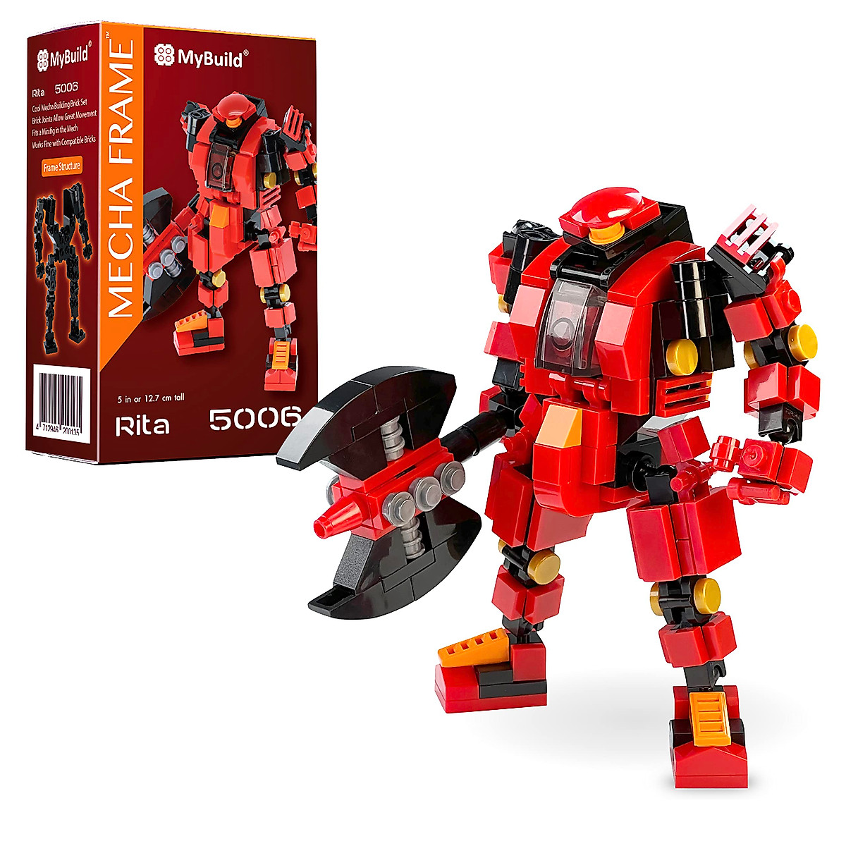 MyBuild Mecha Frame Rita 5006 - Red Robot Armor Mech Suit, Sci-Fi Building Bricks Mecha Building Kit