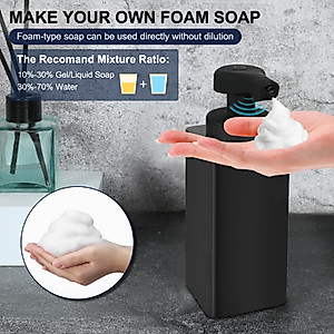Automatic Soap Dispenser Foaming Hand Free Soap Dispenser Foam Rechargeable Soap Dispenser Touchless Soap Dispenser Smart Electric Auto Dish Soap Dispenser for Bathroom, Kitchen, Commercia Black