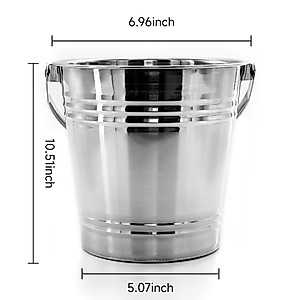 Ice Bucket Insulated Stainless Steel Keep Ice Frozen Longer Ideal for Cocktail Bar, Parties, Chilling Wine, Champagne - 3 Liter (Stainless Steel)