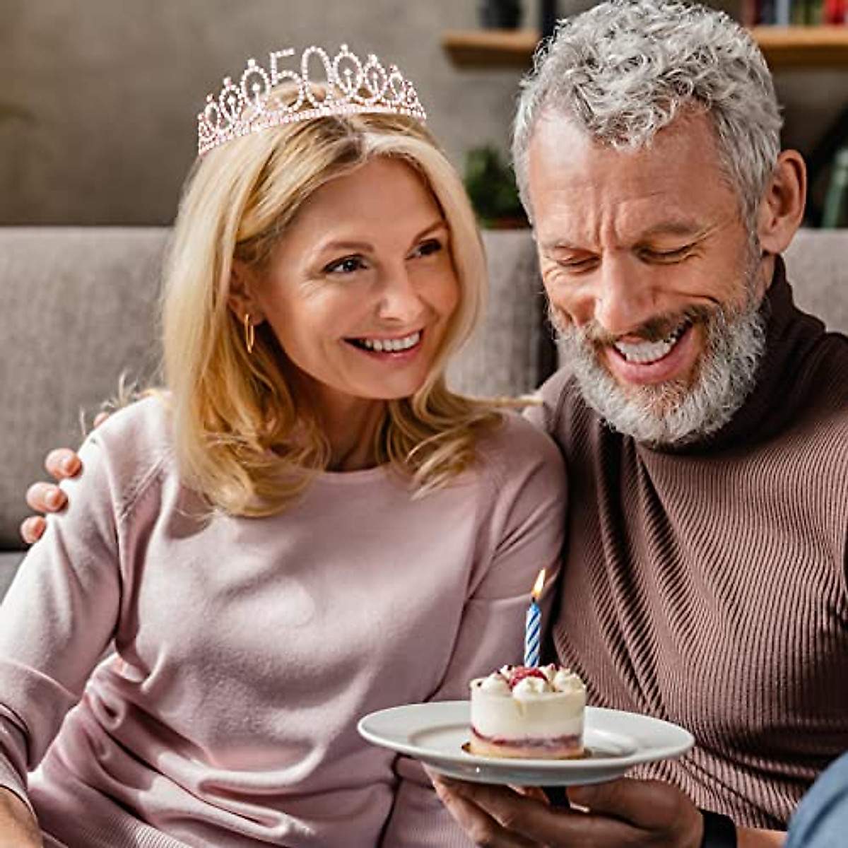 WLLHYF 50th Birthday Queen Sash 50th Rhinestone Tiara Set Birthday Crowns 50th Birthday Decorations Crystal Hair Band Happy Birthday Accessories for Women