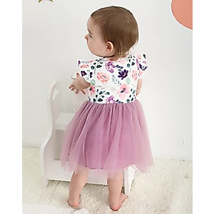 YOUNGER TREE Baby Girl Dresses Long Sleeve Flower Tutu Princess Dress Infant Fall Winter Outfits Little Girls Clothes (Purple, 6-9 Months)…