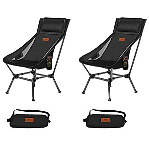 AnYoker Camping Chair, 2 Way Compact Backpacking Chair, Portable Folding Chair, Beach Chair with Side Pocket and headrest, Lightweight Hiking Chair 0166 (Ink 2 Pack)