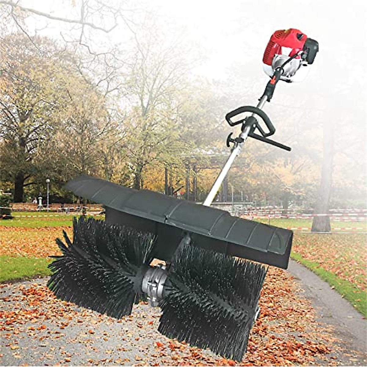 VPABES Handheld Power Sweeper, 2.3HP 52cc Motor Nylon Brush Broom Cleaning Machine for Driveway Lawn Garden
