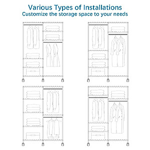 VIPEK R4i Portable Closets Heavy Duty Garment Rack Adjustable Rolling Clothes Rack with 6 Tiers Metal Wire Shelving, Double Rods, Lockable Wheels, Freestanding Wardrobe Closet Storage Rack, Black