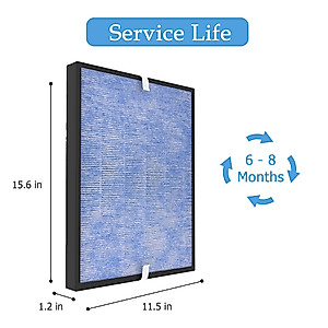 Vegebe MSA3/MSA3S Filter Replacement, Compatible with Membrane Solutions MSA3 and MSA3S Smart Air Purifier, 3-in-1 H13 True HEPA, 1 Pack