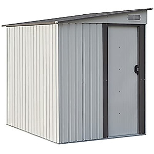 5' x 7' Outdoor Storage Shed, Metal Sheds & Outdoor Storage with Lockable Door and Vents, Garden Shed Tool Storage Shed for Backyard Patio Lawn, White