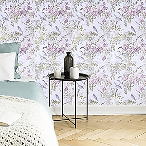Arthome Peel and Stick Wallpaper Self Adhesive Birds Floral Contact Paper 17 inch × 10 feet Wall Paper Removable Decorative Vinyl for Room and Furniture Decoration.