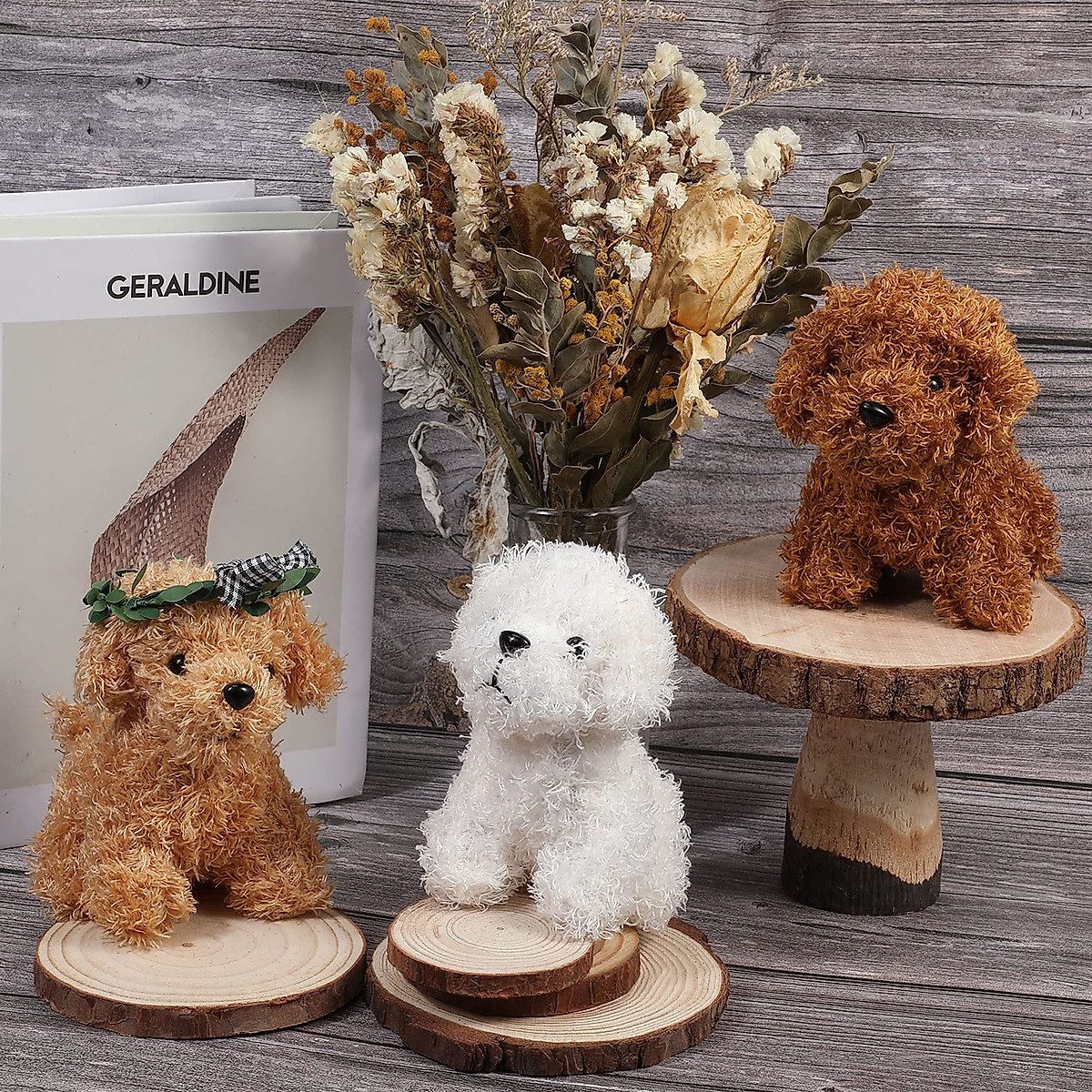 Sumind 9 Pcs Valentine Mini Plush Dog Stuffed Animals Bulk Dog Plush Party Favors Small Soft Plush Dog Toy for Easter Goodie Bag Fillers Baby Show Birthday(Curly Puppy)