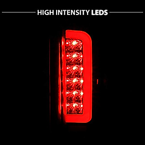 AmeriLite Truck 3D C-Type Halogen, Led, Tube Replacement Tail Light Set For 1989-1996 Ford F150 Bronco F250 F350- Passenger and Driver Side, Vehicle Light Assembly, Black