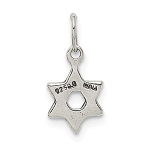Solid 925 Sterling Silver Small Star of David Lucky Jewish Charm Pendant - 10mm x 7mm