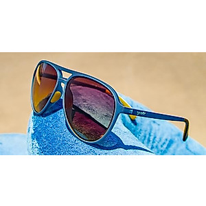 Goodr Frequent Skymall Shoppers Blue Aviator Running Sunglasses, Glare Reducing Blue Polarized Gradient Lenses, UV400 Protection Block, Frame Constructed to Eliminate Slip & Bounce, Large