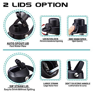 DIGJUPER 32oz Insulated Tumblers with Lid and Straw - Spout Lid, Cold-48H & Hot-24H, Slim Insulated Water Bottles that Fits in Cup Holder, Stainless Steel Tumblers Large Water Cup for Drive Trip Gym