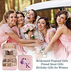 Parima Unicorn Gifts for Women - Unicorn Gift for 4-16 Year Old Girl |Christmas Birthday for Daughter Granddaughter Niece | Teenage Gift Idea | Cute Travel Jewelry Case Box - Letter A, Pink