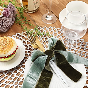 6 Rolls Velvet Ribbon 1.5 Inch Handmade Frayed Velvet Fall Wedding Ribbon Raw Edge for Wedding Bridal Bouquet Gift Wrapping Invitation Tie Fall Wreaths(Dark Color)