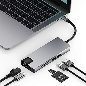Jiali USB-C 4K Hub Converter TW9R 9 in 1 USB-C/Type-C to 2 USB 3.0 + USB-C/Type-C + HDMI + VGA + RJ45 Network Interfaces HUB Adapter with Micro SD/SD Card Slots (Grey) (Color : Grey)