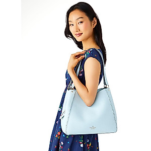 Kate Spade New York Kate Spade leila pebbled leather whipstitch medium triple compartment shoulder bag, Dewy Blue