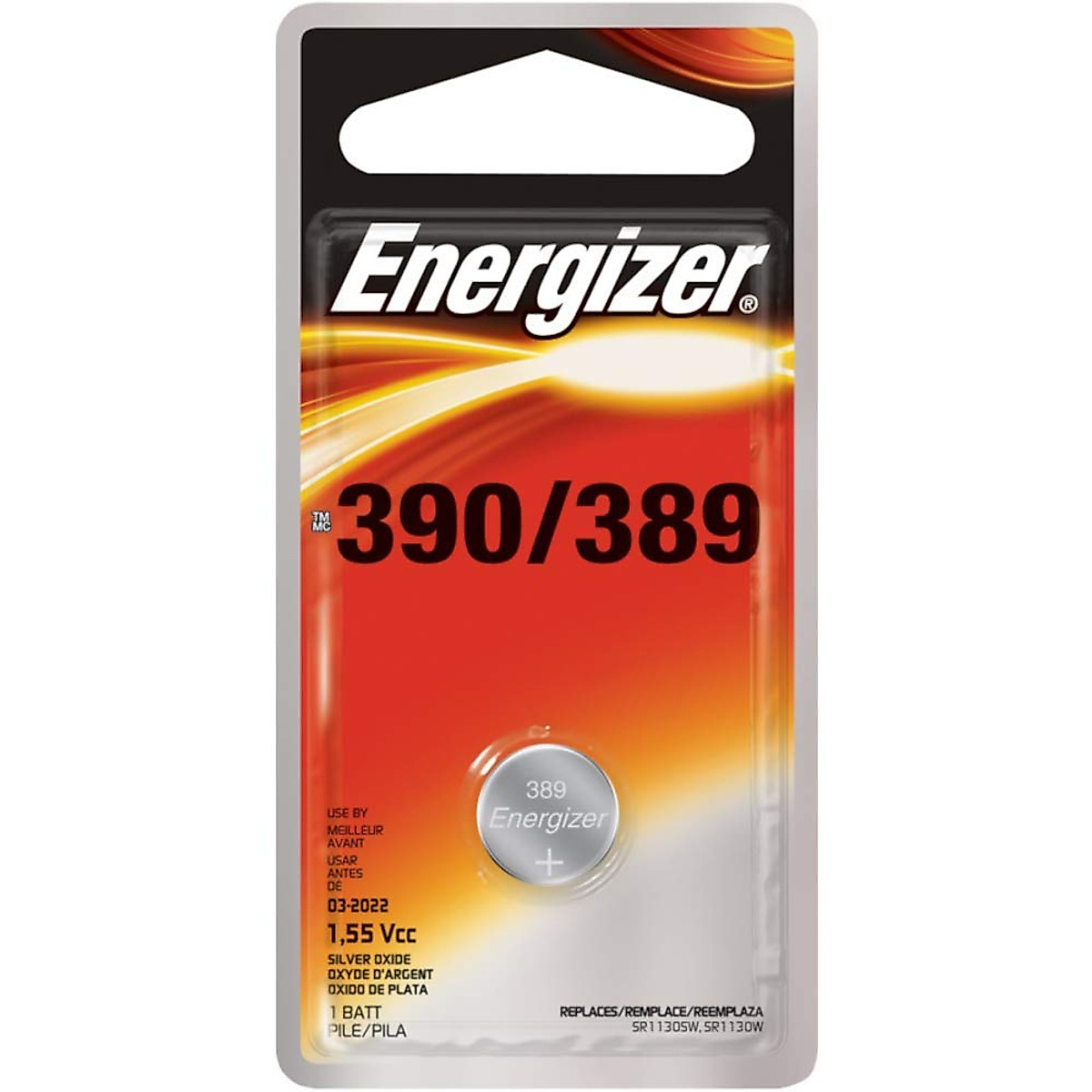 Energizer 389 Button Cell Silver Oxide SR1130W Watch Battery Pack of 5 Batteries
