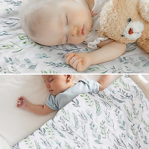 DILIMI Baby Car Seat Cover and Peekaboo Opening Infant Car Seat Canopy for Baby Boys Girls, Soft Breathable Breastfeeding Cover, Green Leaf