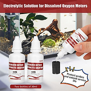Dissolved Oxygen Meter Accessories,Dissolved Oxygen Meter Calibration Solution Electrolyte Solution Membrane Cap Kit,1*50ml Zero-Oxygen Solution,2*30ml Electrolyte Solution,6 PCS of Membrane Cap