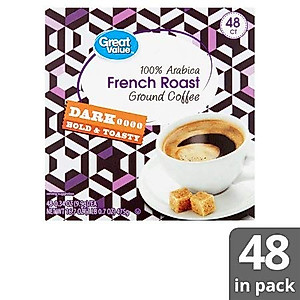 Great Value French Roast Single Serve Coffee Pods, 48 Ct (2 Boxes)